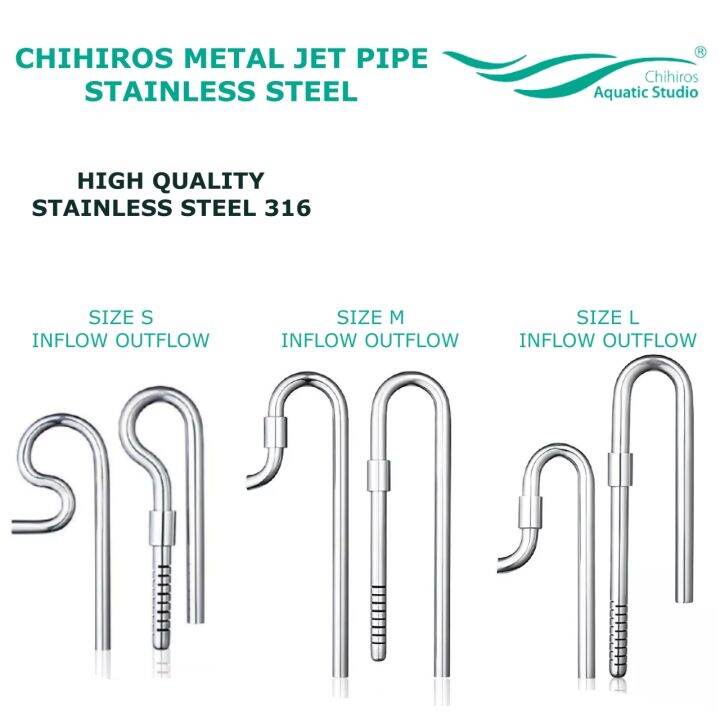 CHIHIROS METAL JET PIPE AQUARIUM STAINLESS STEEL INFLOW AND OUTFLOW ...