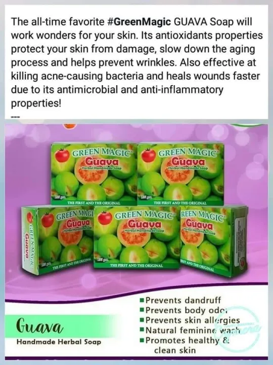 Green Magic Guava Soap Herbal Organic Handmade Soap 135grams | Lazada PH