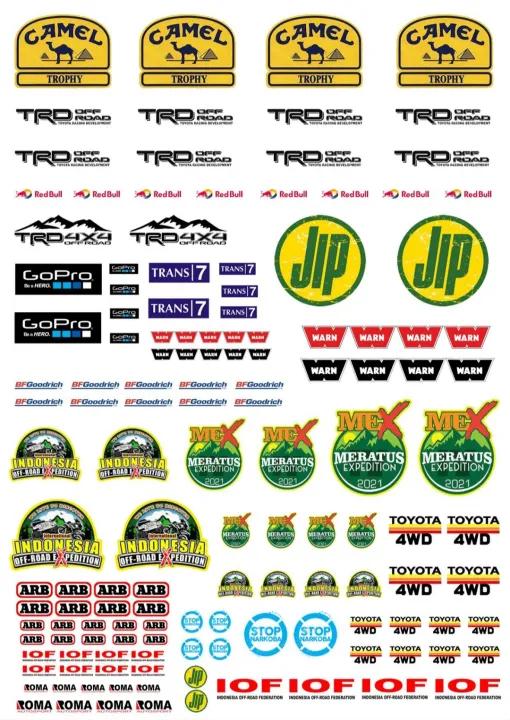 Stiker RC Adventure Offroad skala 1/12 dan 1/16 Bahan Vinyl Ukuran A4 ...
