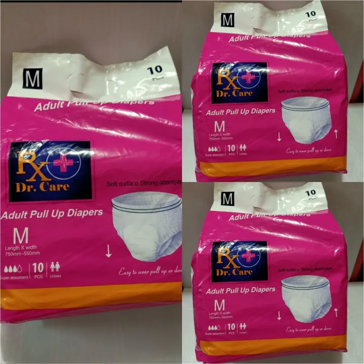 3 Packs Rx Dr Care Pull Up Adult Diaper Medium 10pcs Per Packs