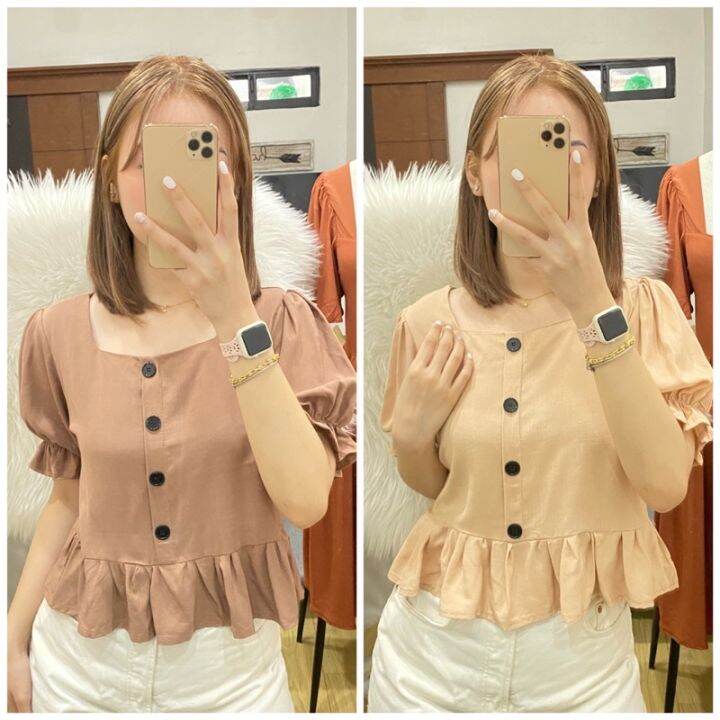Square Neck Button Design Top | Lazada PH