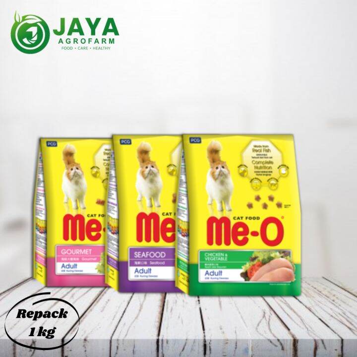 Meo Makanan Kucing Repack 1 Kg Rasa Gourmet, seafood, chicken | Lazada ...