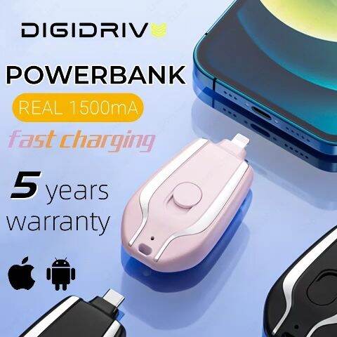 Original 2 in 1 Mini Powerbank Keychain Portable Charger 1500mAh Pocket ...