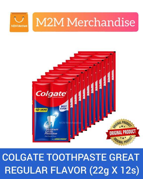COLGATE TOOTHPASTE GREAT REGULAR FLAVOR (22g X 12s) TWIN PACK SACHET ...