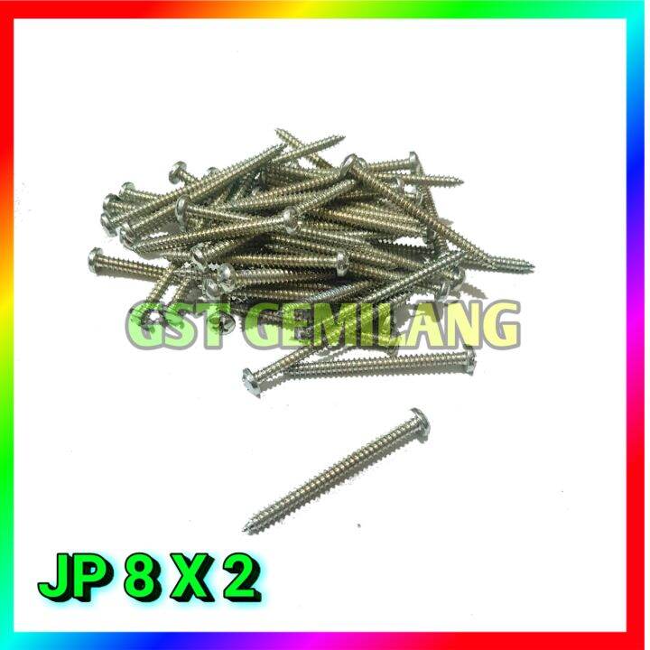 50 PCS SEKRUP JP 8 X 2 BAUT CACING KEPALA BULAT | Lazada Indonesia