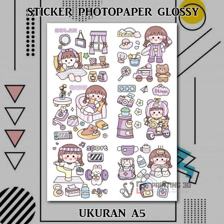 (isi 100 stiker) Sticker Momo aesthetic lucu berwarna Bahan Photopaper ...