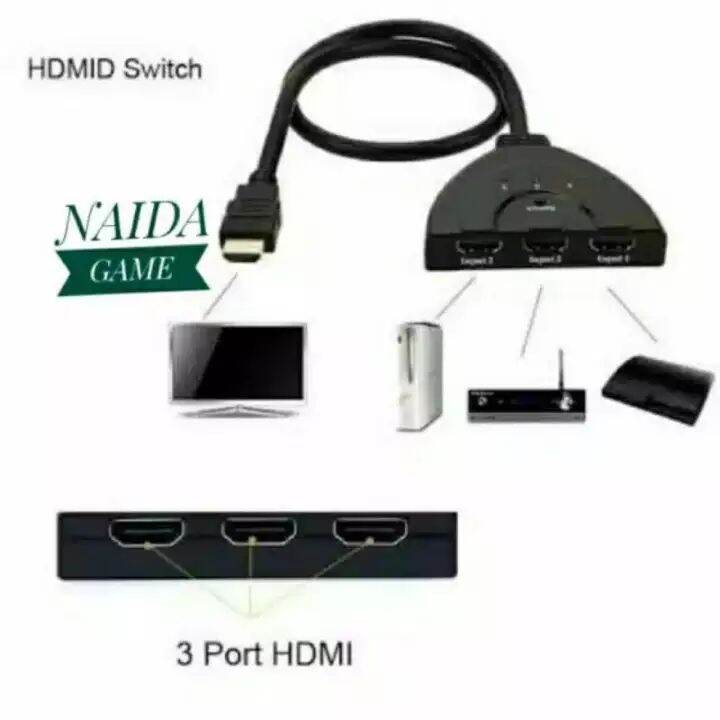 HDMI SWITCH 3 PORT / HDMI CABANG 3 / HDMI PARALEL SWITCHER | Lazada ...