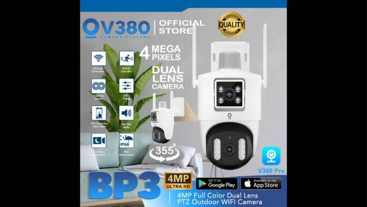V380 BP3 4MP Ultra HD Wireless Outdoor Dual Lens CCTV Security Full ...