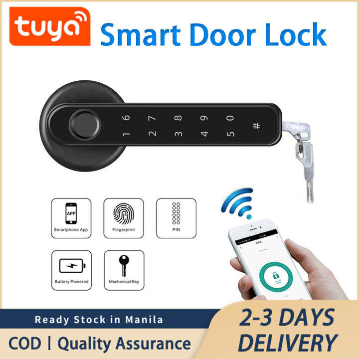 Bluetooth tuya smart door lock fingerprint lock lever type door lock inside safety have password ...