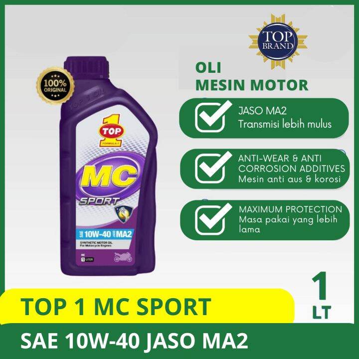 OLI MESIN MOTOR 4-TAK SAE 10W-40 MA2 TOP1 MC SPORT 1 LITER | Lazada ...