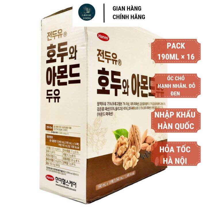 Sữa hạt Hàn Quốc Hanmi óc chó hạnh nhân đỗ đen thùng 190ml × 16 hộp | Lazada.vn