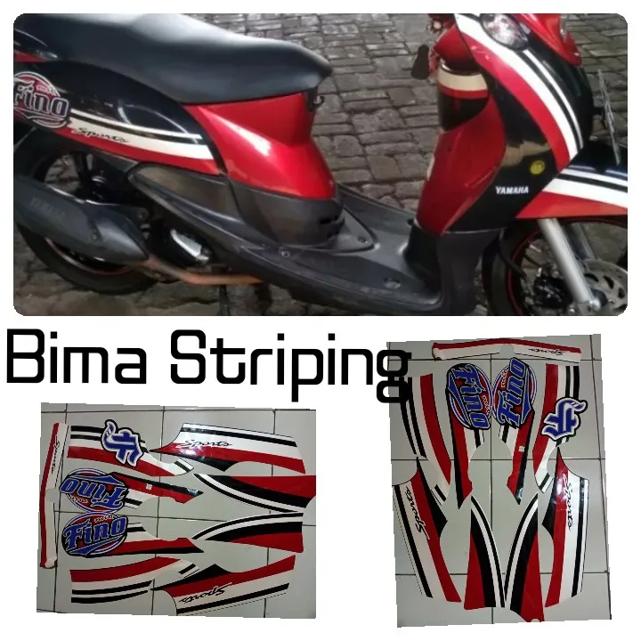 STIKER STRIPING LIS LES BODY MOTOR YAMAHA MIO FINO 2013 KARBU HITAM ...