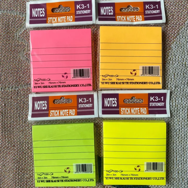 Sold Per Piece Stick Notes Pad with Lines 3 x 3 inches Sticky Notes ...