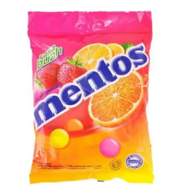 Permen Mentos rasa buah 250gram isi 100pcs Permen kiloan Fruit mentos ...