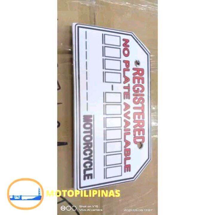 TEMPORARY PLATE REGISTERED FOR MOTORCYCLE WHITE :MP: | Lazada PH