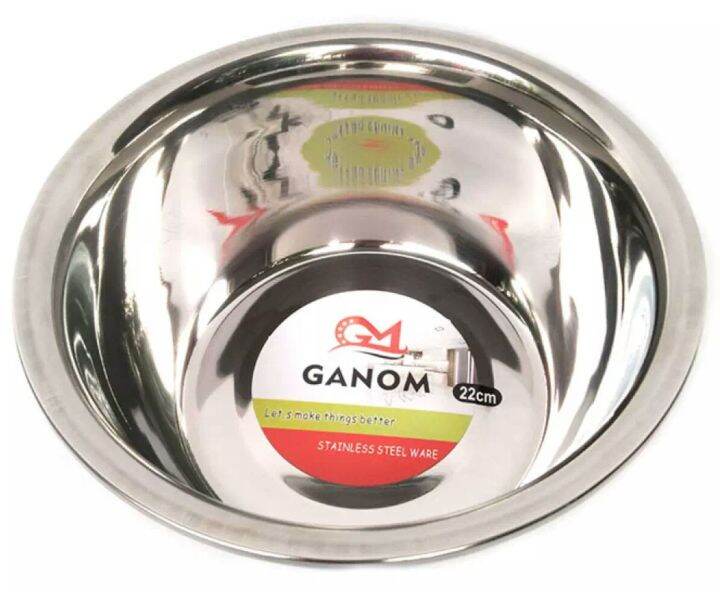 GANOM 22CM (diameter 22cm tinggi 10 cm) BASKOM CEKUNG STAINLESS ...