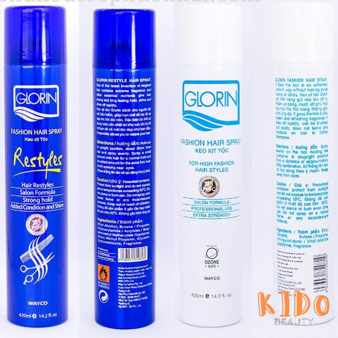 Keo Xịt Tạo Kiểu Tóc Glorin Fashion Hair Spray 420ml (Xanh - Cứng ...