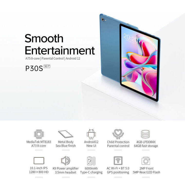 Teclast P30S tablet PC 10.1" IPS FHD Display 4GB RAM 64GB ROM Dual Band WIFI Android 12 Original ...