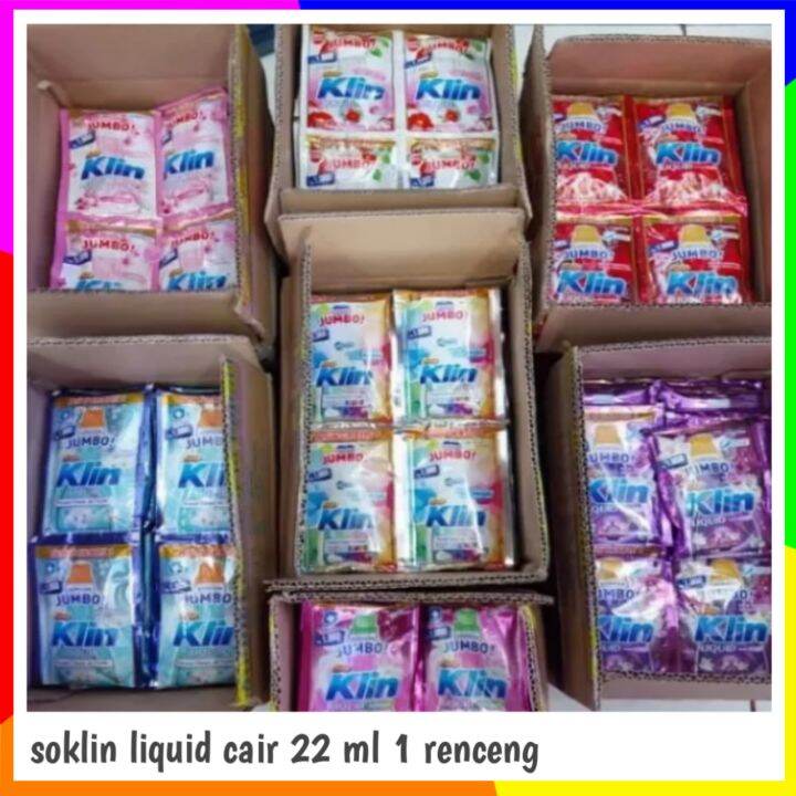 soklin liquid cair sachet/renceng 22ml 1 renceng 12 sachet/pcs sabun cuci cair promo | Lazada ...
