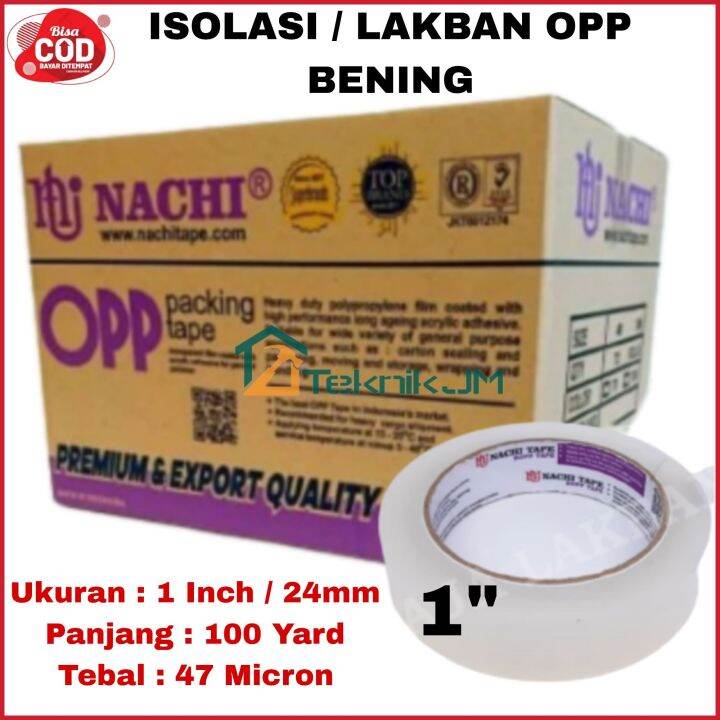 Isolasi Bening Ukuran [ 1 Inch ] 24mm x 100 Yard Tebal ORIGINAL NACHI - Lakban Solatip Tape Opp ...