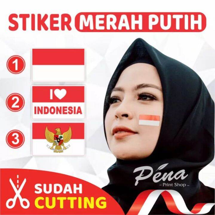 Sticker Pipi Merah Putih | Tempelan Pipi Bendera stiker thumbler ...
