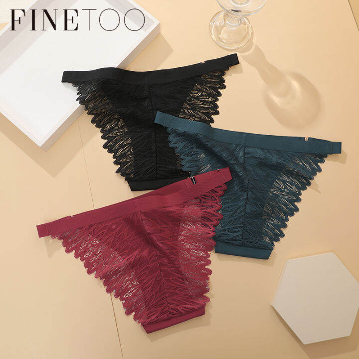 FINETOO กางเกงในเซ็กซี่ลูกไม้7สีไร้รอยต่อสำหรับผู้หญิงเข็มขัดปรับระดับ ...
