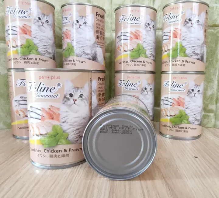 FELINE GOURMET Sandines chicken prawn 400G WITH FREEBIES | Lazada PH