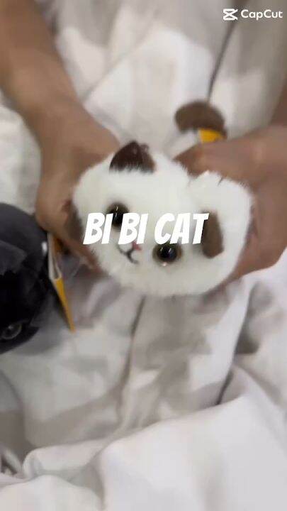 Bibi Cat น้องแมวตาแป๋ว ขนนุ่มนิ่ม บีบทองมีเสียง บิ๊บๆ ดึงห่วงแล้วหางจะ ...