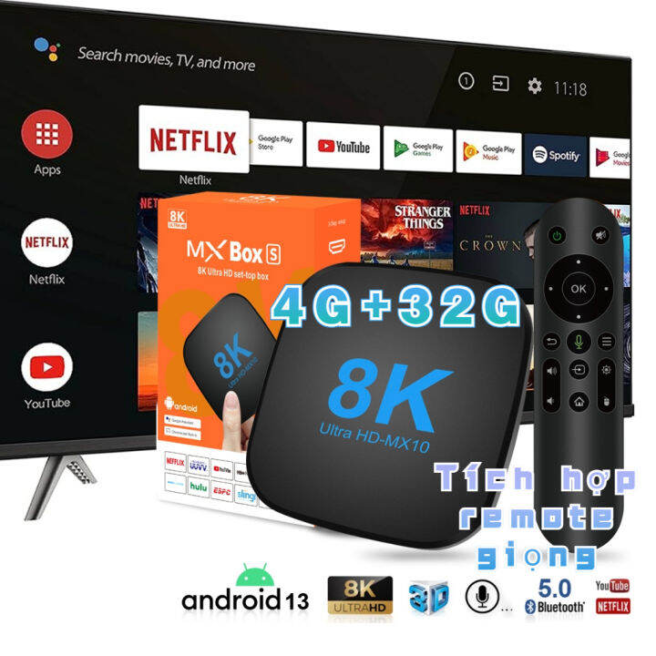 Android tv box tích hợp remote giọng nói chạy hệ điều hành android tv ...