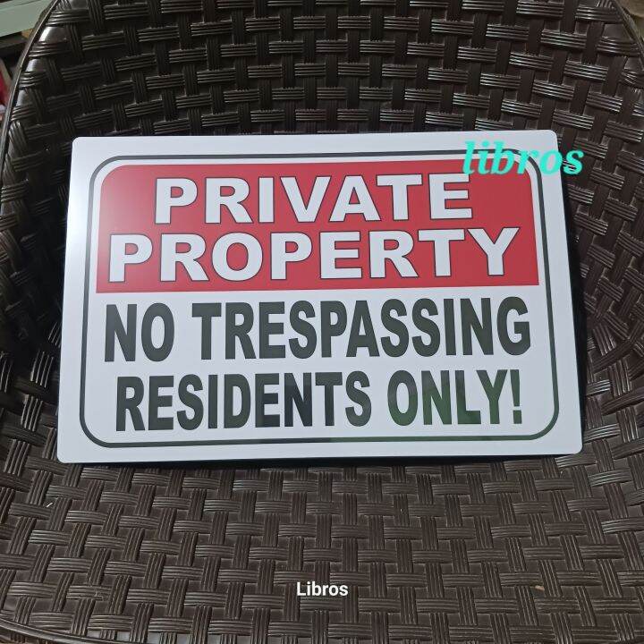 PVC A4 size Signage No Trespassing Residents Only | Lazada PH