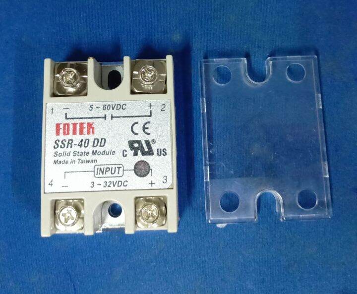 (มีฝาครอบ) SSR-40DD Solid State Relay Module SinglePhase DC 3-32โวลต์ DC 5-200VDC โซลิดเสตทรีเลย ...
