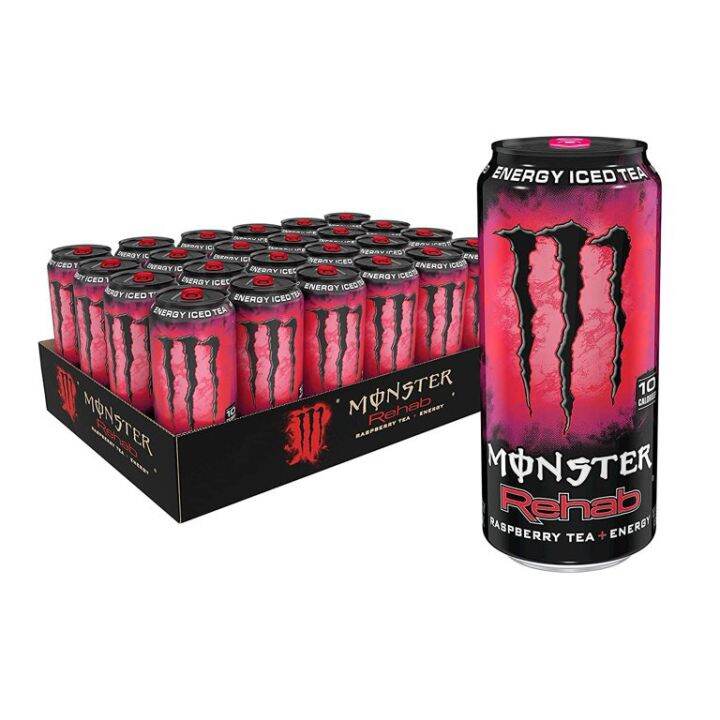 Monster Rehab Energy Drink, Raspberry Tea, 15.5 Ounce (Pack of 20 ...