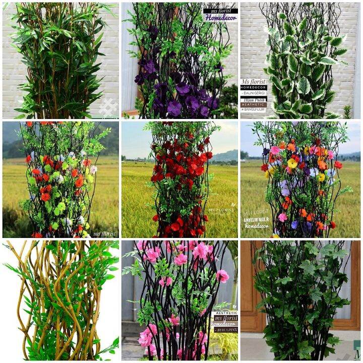 Dekorasi Rumah Bunga Artifisial BAMBU ULIR 10 BATANG BERBAGAI MACAM ...
