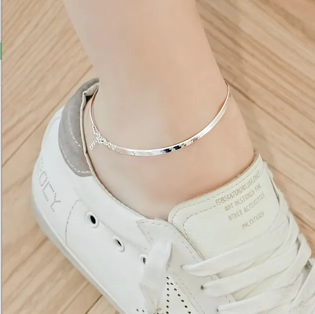 Simple Versatile S925 Fine Silver Anklet Women's Day South Korea Cool ...