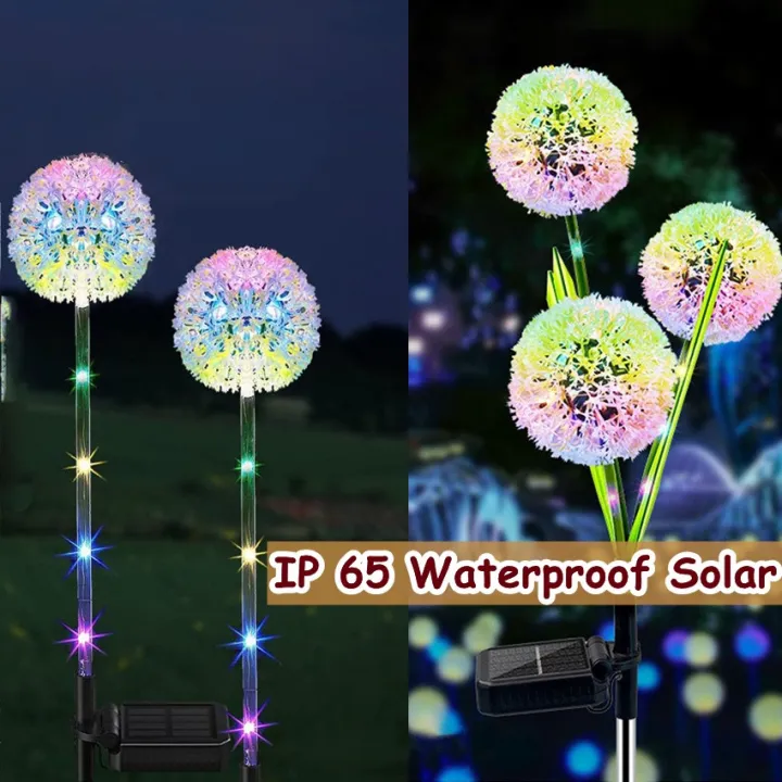 1Head/3Heads Solar Power LED Lamp Dandelion Light Onion Ball Garden ...