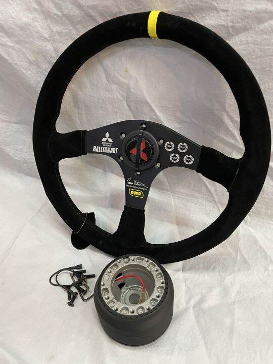 พวงมาลัยแต่ง omp+มิตซู ก้านดำหนังกลับ รอบวง 13.5นิ้ว พร้อมคอพวงมาลัย ...