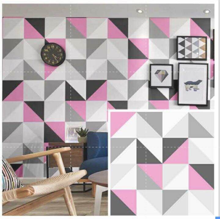 GEOMETRIC PINK WALLPAPER STICKER DESIGN 10METERS*45CM | Lazada PH
