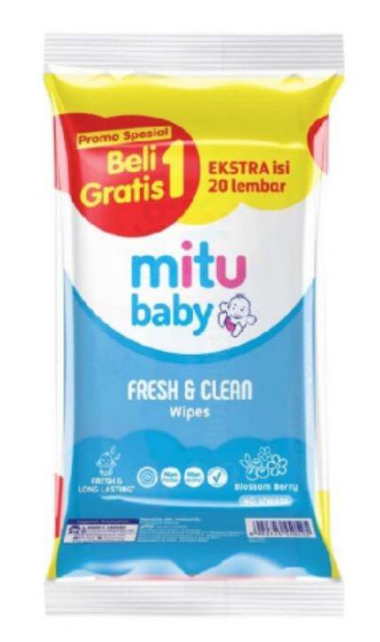 MITU Baby Fresh & Clean Wipes Blue Blossom Berry 2x40 Sheet | Lazada ...