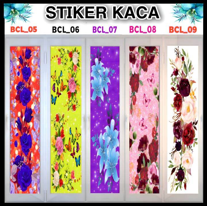 Stiker kaca motif bunga aesthetic ( tempel dari dalam kaca bening ...