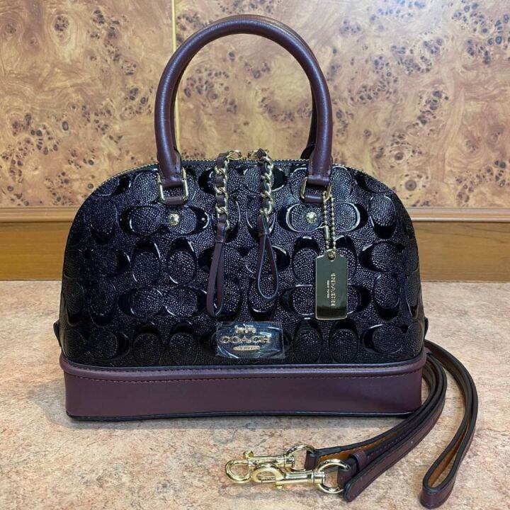 COACH F55450 MINI SIERRA SATCHEL IN SIGNATURE DEBOSSED PATENT LEATHER ...