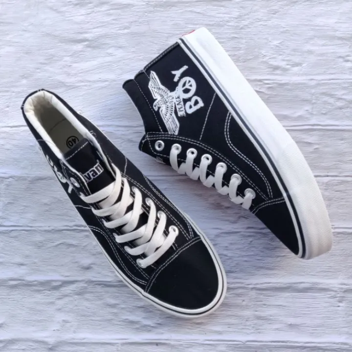Advan Shoes Hi Top High Cut Black Peace Sign Boy Sneakers | Lazada PH