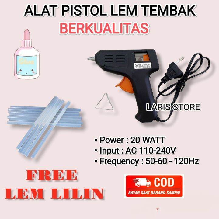 Alat / Pistol Lem Tembak Hot Melt Gun Lem Lilin 20 Watt Cepat Panas ...
