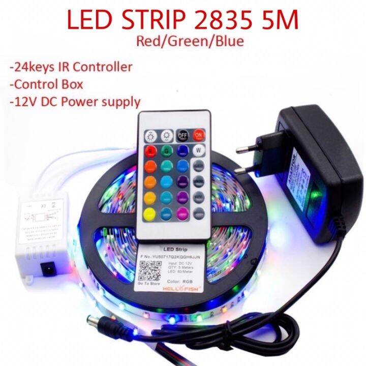 LAMPU LED STRIP Warna Warni RGB 5M IP65 2835 Komplit set Adaptor Remote ...