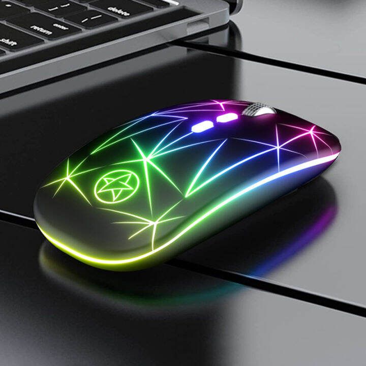Rechargeable RGB Wireless Mouse USB 2.4Ghz Computer Mause Gamer Mouse ...