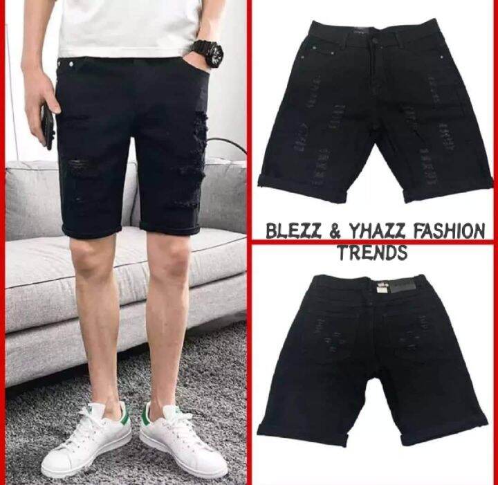 BLACK RIPPED/TATTERED TAKONG FIT MAONG SHORT FOR MEN | Lazada PH