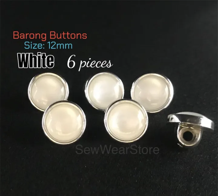 (6pcs) Barong Buttons w/ Silver Rim 12mm Round | Lazada PH
