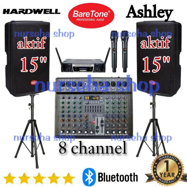 Paket Sound System baretone 15 inch 15H mixer ASHLEY 8 channel ...