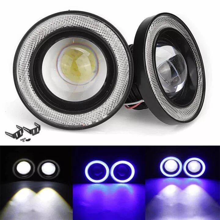 🔝Original+24hours delivery 2pcs Car LED DRL Angel Eyes Fog Lamp 12V Universal Driving Lights ...