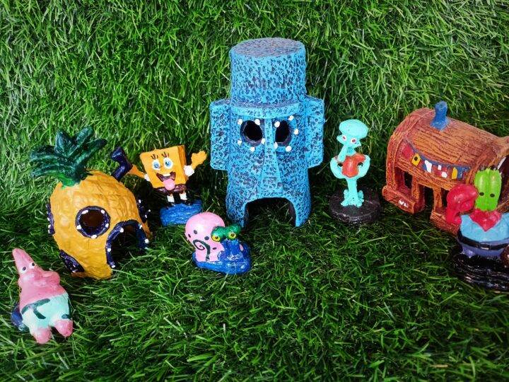TINY EDITION SPONGEBOB COMPLETE CHARACTERS AND HOUSES FOR AQUARIUM ...