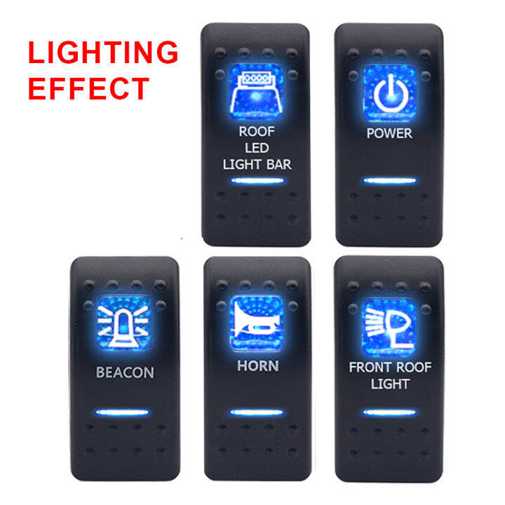 【READY]12/24V 5 Pin Rocker Switch Boat Truck Led Toggle Car Switch Blue ...